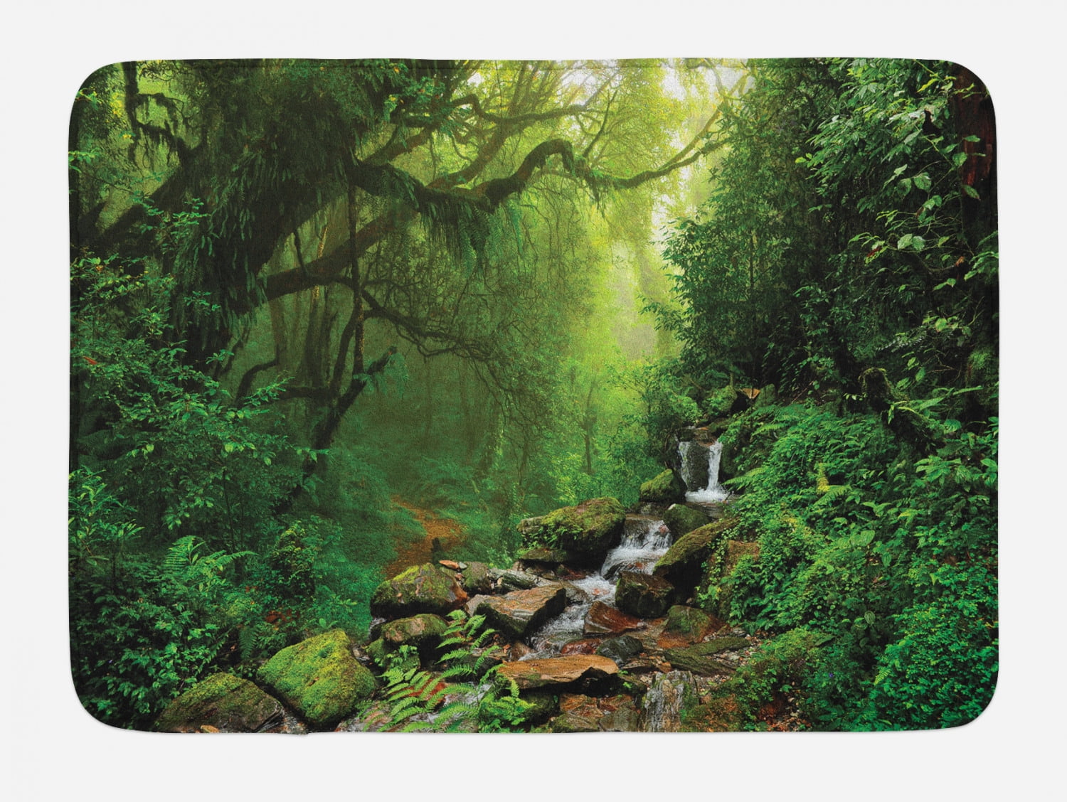 Rainforest Bath Mat, Forest in Nepal Footpath Wildlife Spring Plant and ...