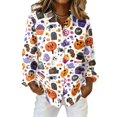 ASDFVBKG Long Sleeve Button Down Halloween Blouse for Women Pumpkins ...