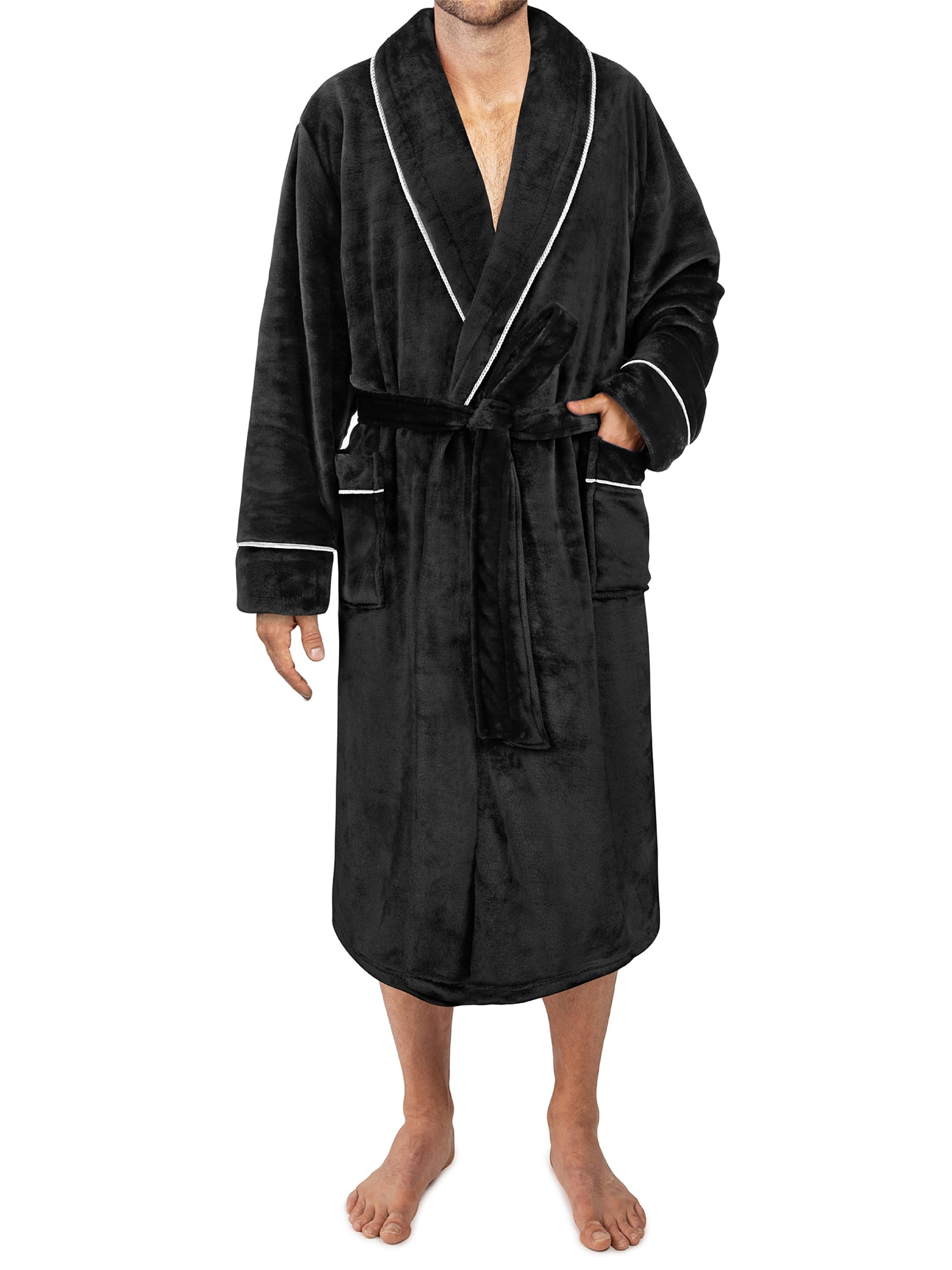 PAVILIA Mens Soft Robe, Plush Warm Bathrobe for Men, Long Spa Robe with ...
