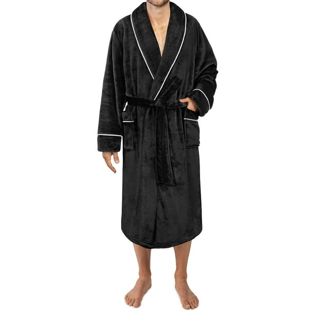 PAVILIA Mens Soft Robe, Plush Warm Bathrobe for Men, Long Spa Robe with ...
