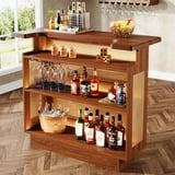 Tribesigns Rattan Home Bar Unit, Farmhouse 4-Tier Bar Table, Liquor ...