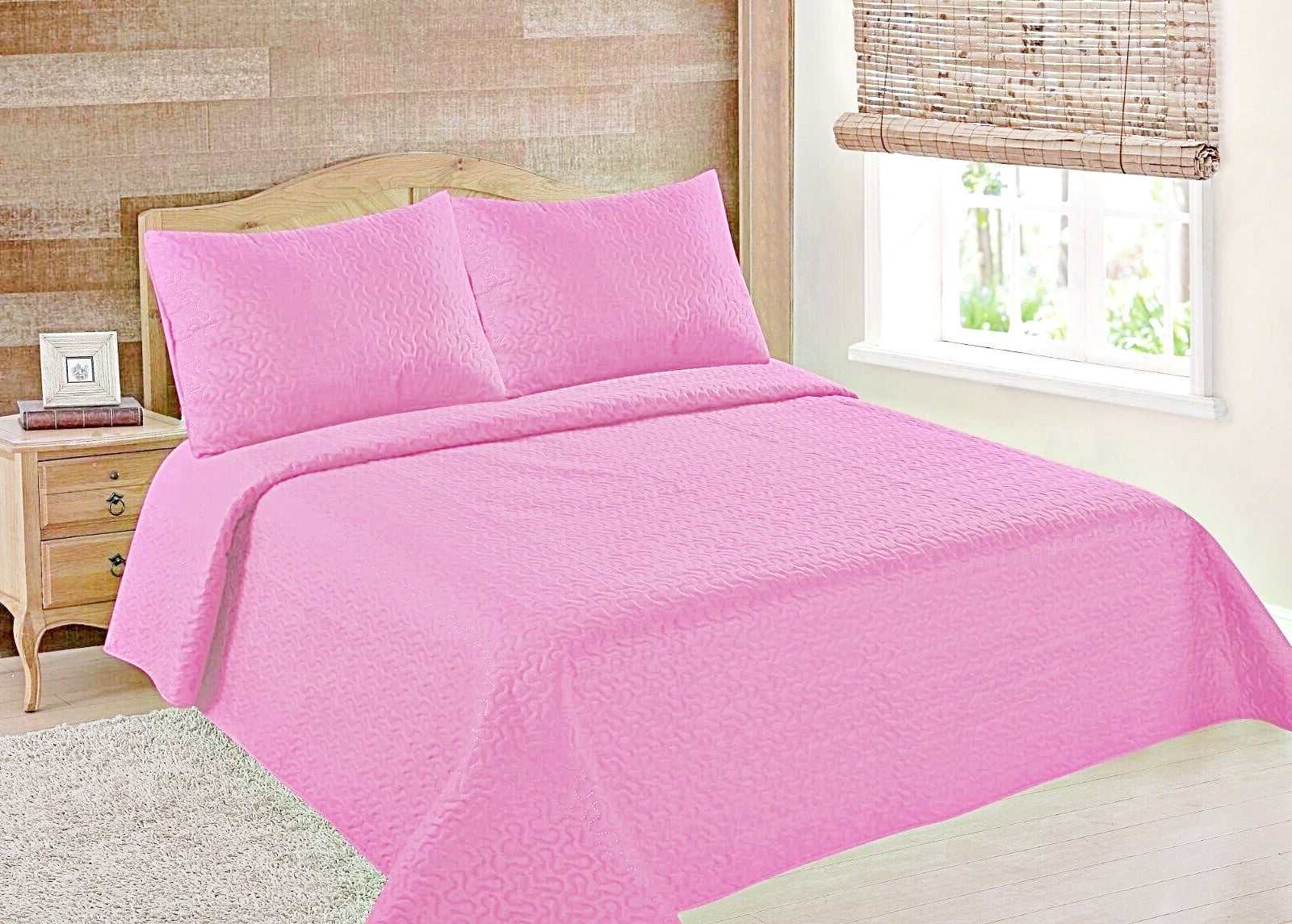2-PIECE NENA PINK TWIN LUXURY MIDWEST MODREN DESIGN Solid Microfiber ...