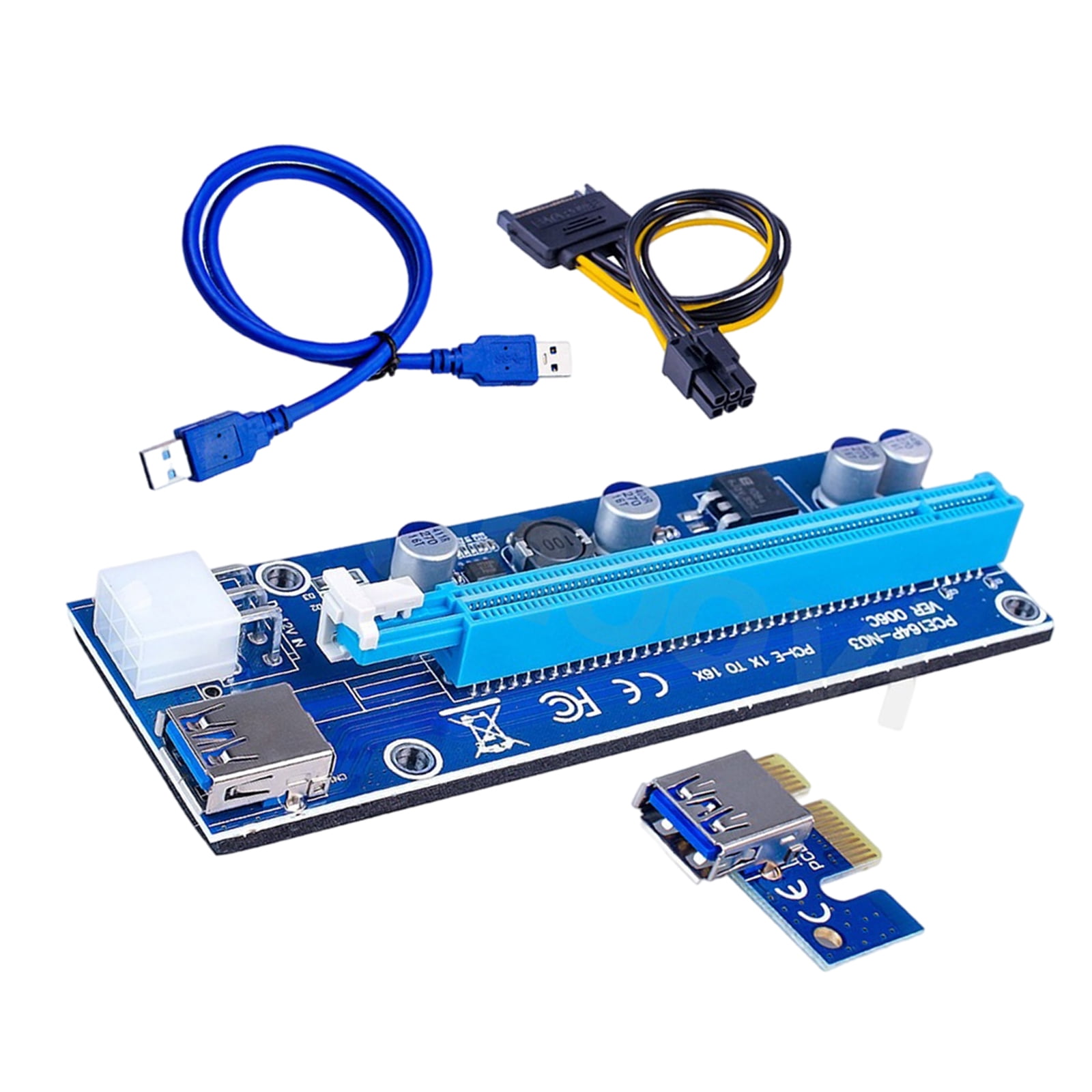 VER006S PCI-E GPU Riser Card PCIE 1X to 16X USB 3.0 60CM Cable SATA ...