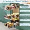 3-Tier Pull Out Spice Rack, 7" W x 20½" D Heavy Duty Wooden Slide Out ...