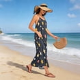 All-Over Print Backless Cross Strap Slip Dress, Loose A-Line Slim Fit ...