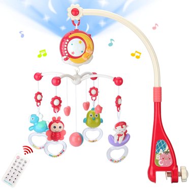 AYMZ Baby Musical Crib Mobile with Projector, Lights, Rotating Rattles ...