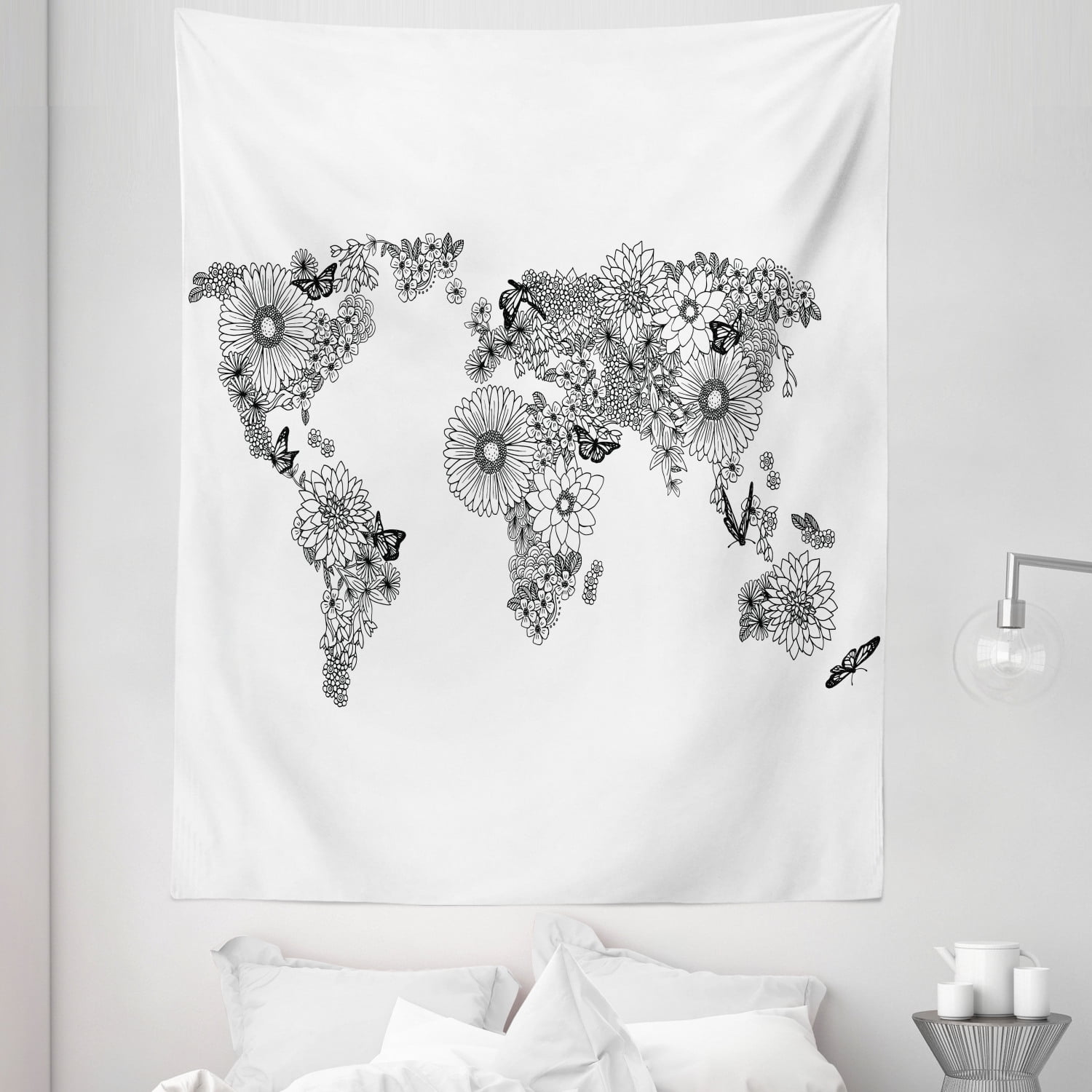 Earth Tapestry, Planet Petals Atlas Butterflies Flying on Continents ...