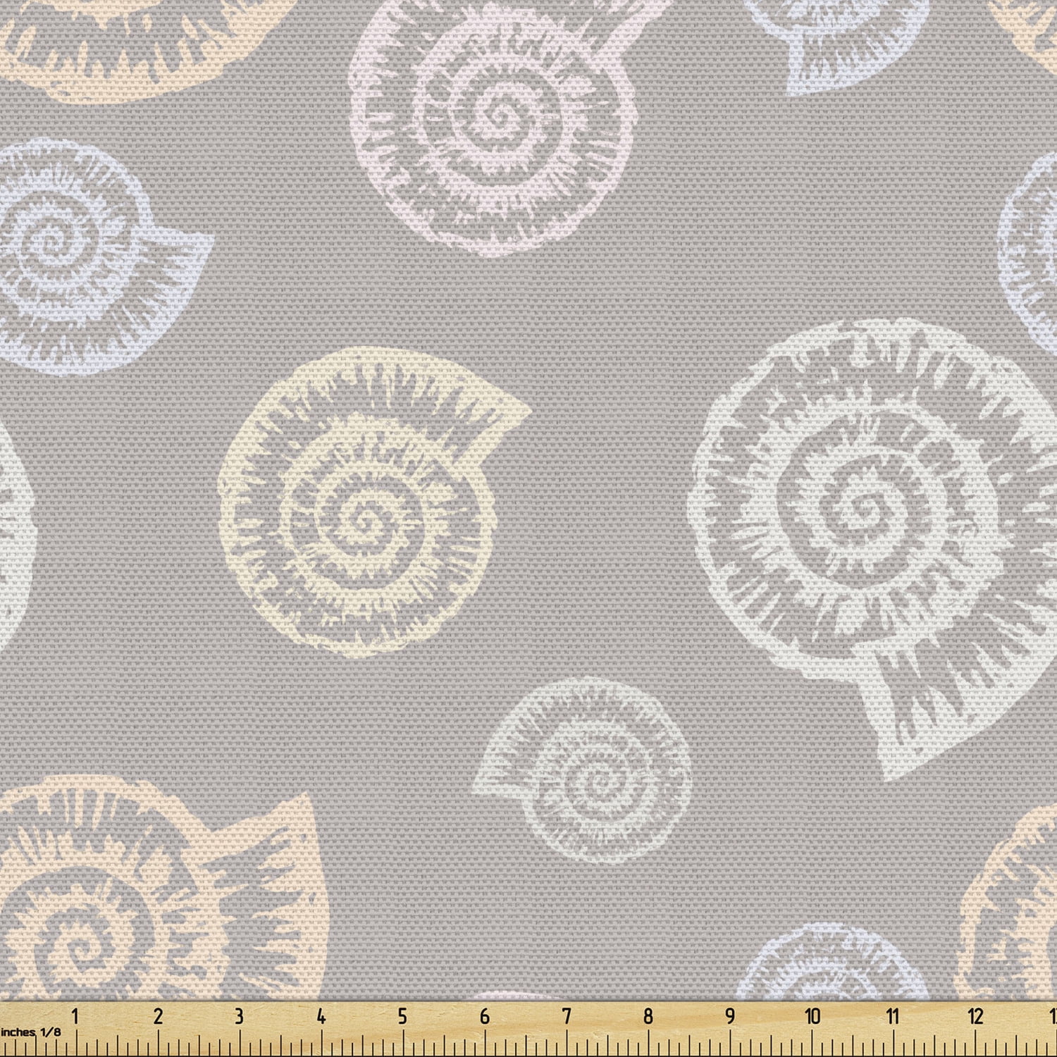 Shells Fabric by the Yard, Colorful Composition of Shells with Sketch ...