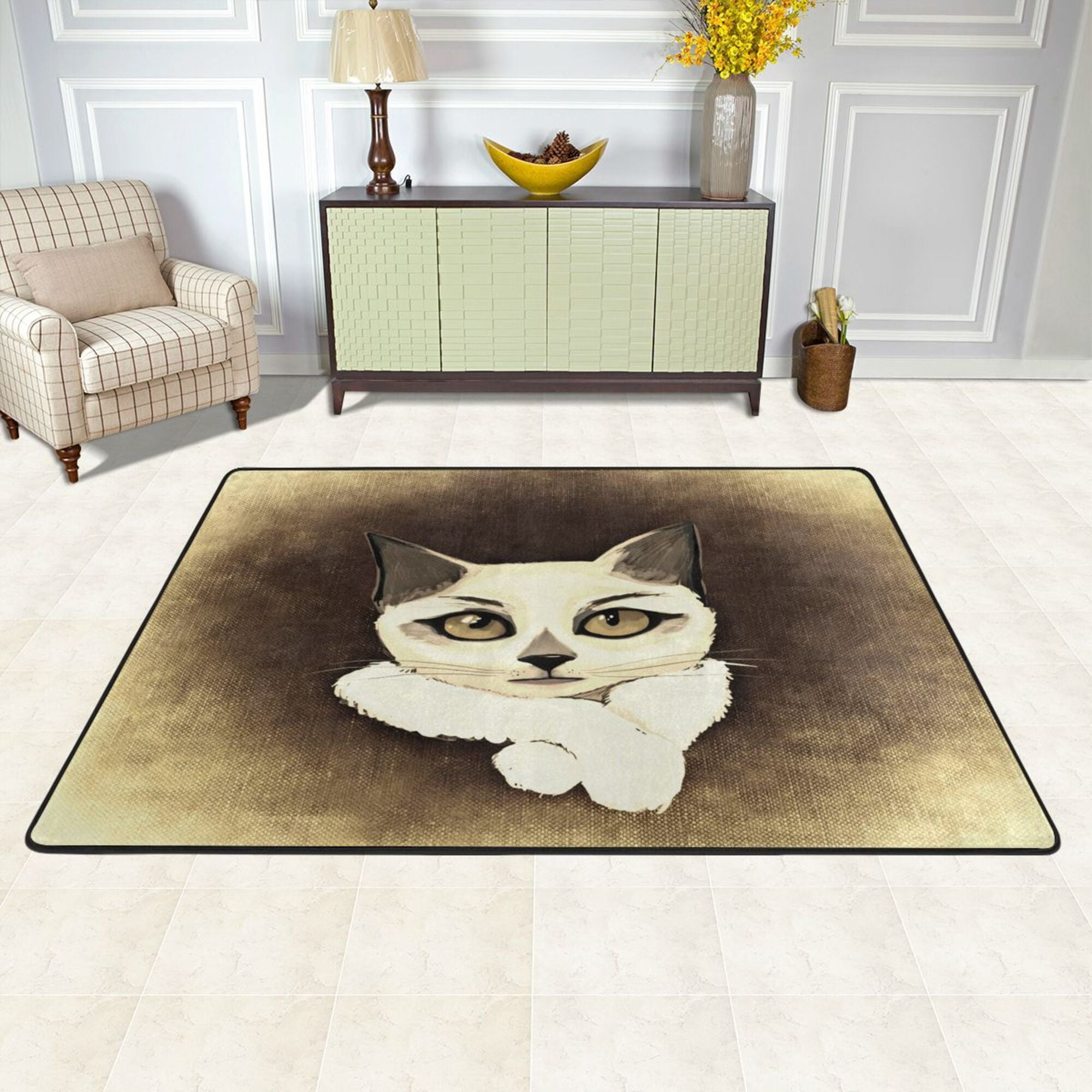 XMXY Puss Domestic Cat Area Rugs Doormat Outdoor Entrance, Facecloth ...