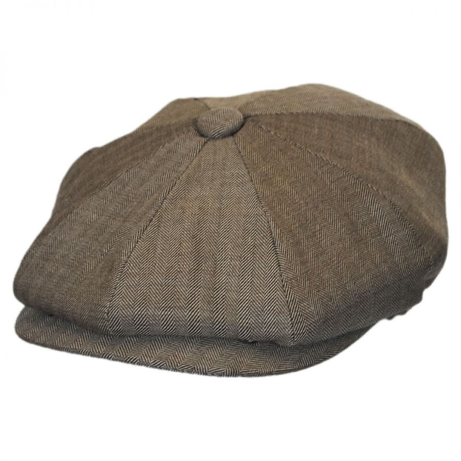 Jaxon Hats - Mini Herringbone Wool Newsboy Cap - XXL - Brown/Tan ...