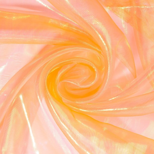 Iridescent Pearl Organza Fabric - Sheer Orange Nylon 59/60" By The Yard ...