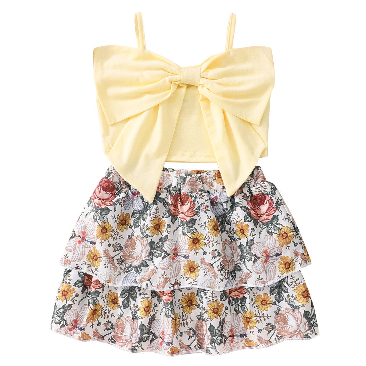 Popshion Toddler Baby Girls Tops and Floral Skirt Set, 2-Piece, Size 18 ...