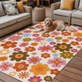 Colorful Flower Outdoor Rug, Boho Style Retro Pink Red Orange Floral ...