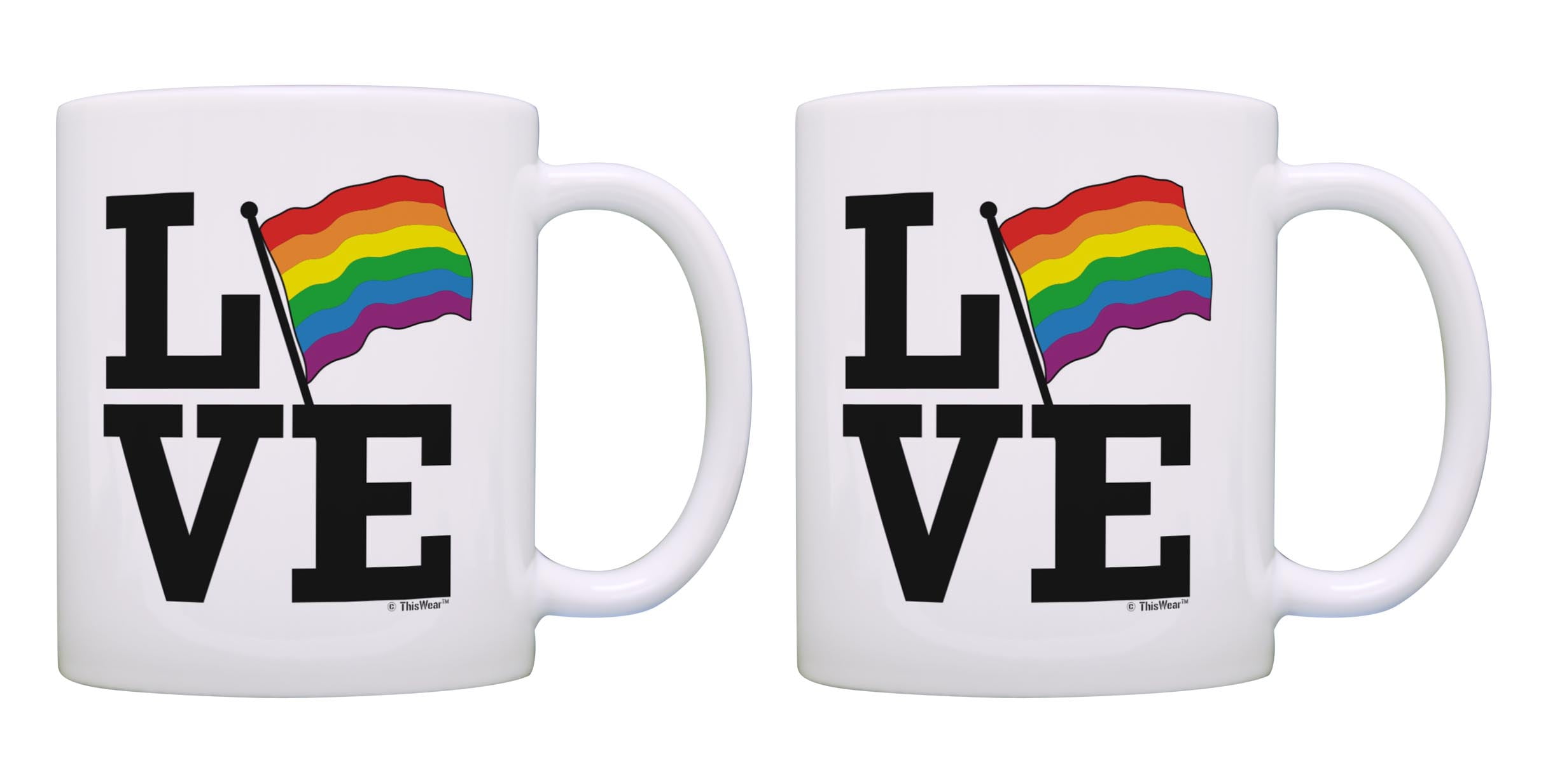 ThisWear Gay Pride Flag LOVE Pop Art Rainbow Flag 11 ounce 2 Pack ...