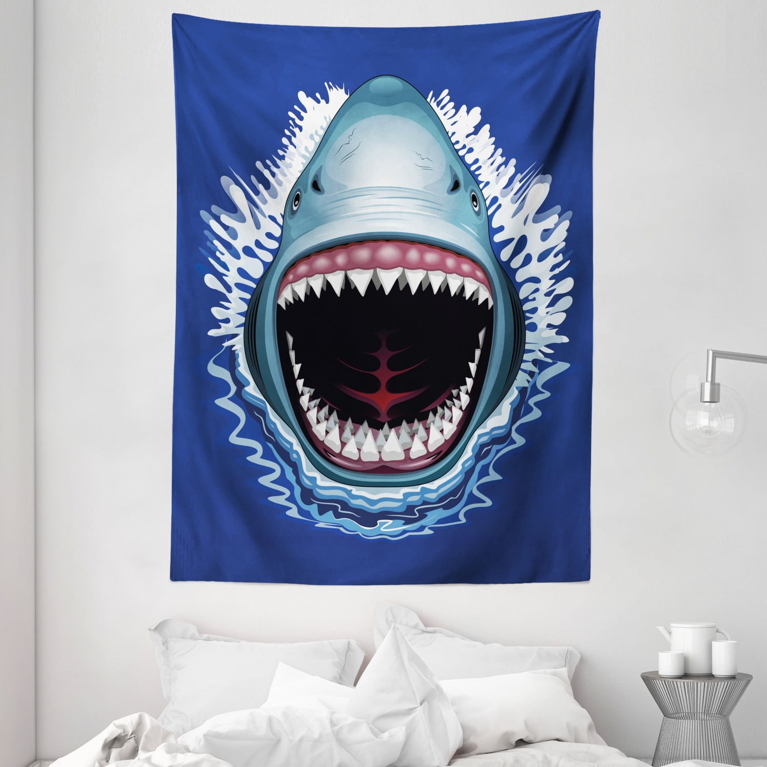 Shark Tapestry, Attack of Open Mouth Sharp Teeth Sea Danger Wildlife ...