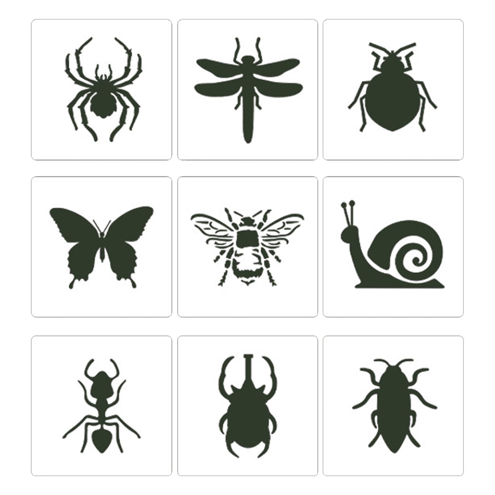 Sorrowso 9Pieces Insect Stencils Reusable PET Templates for Kids ...