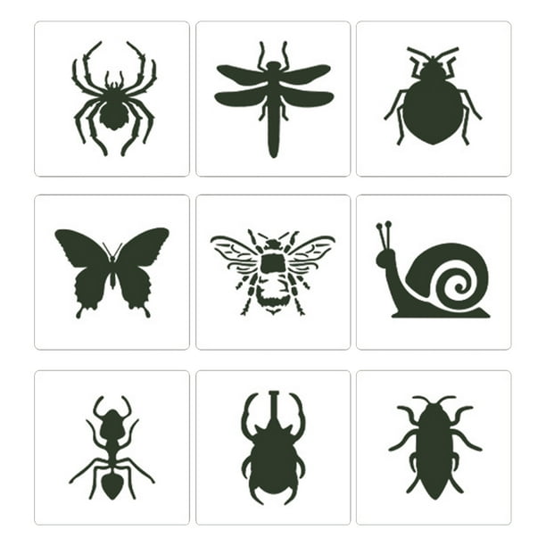 Sorrowso 9Pieces Insect Stencils Reusable PET Templates for Kids ...