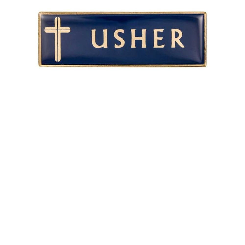 Usher Magnetic Badges Large Gold & Blue for Church Package of 2 ...