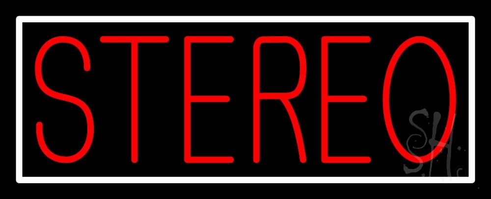 Red Stereo Block White Border LED Neon Sign 13" Tall x 32" Wide ...