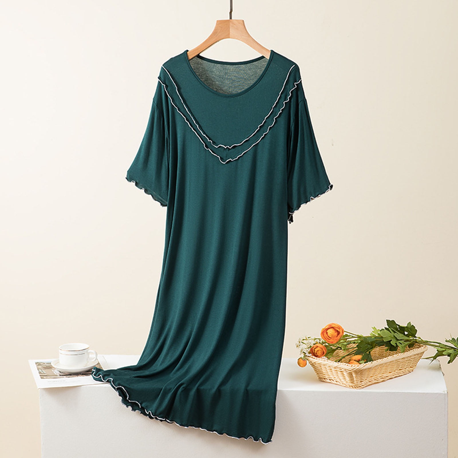 Click here for Soki Women Short Sleeve Long Nightgown Soft Modal... prices