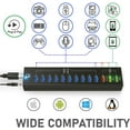 USB Hub Powered, 13 Multi-Port USB Hub with 10 USB 3.0 Ports, 2 IQ ...