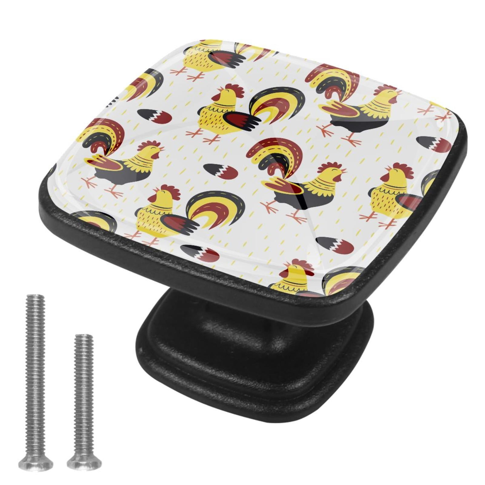 4 Pcs Cabinet Handle Drawer Pulls Rooster Knobs with Screws Square ...
