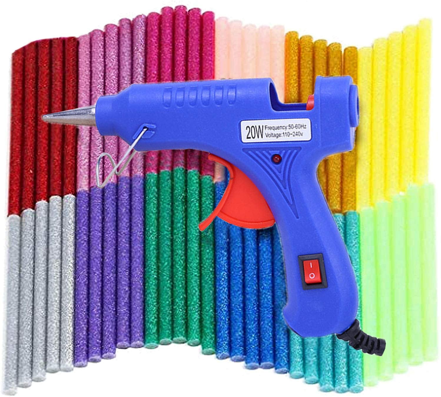 Hot Glue Gun,Include 60 Pieces Glitter Hot Glue Colored Gun Sticks ...