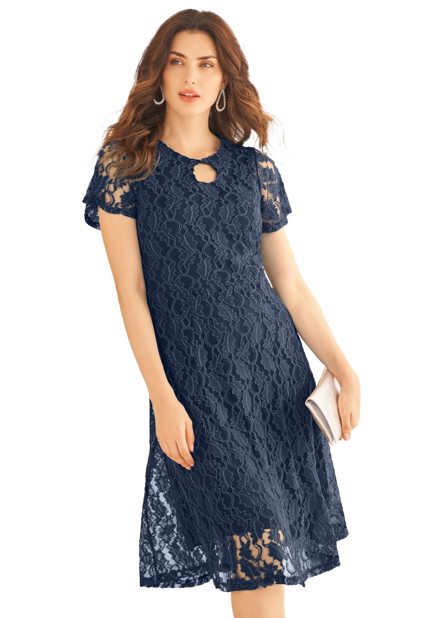 Roaman's Women's Plus Size Keyhole Lace Dress - Walmart.com Roaman's Women's Plus Size Keyhole Lace Dress - Walmart.com