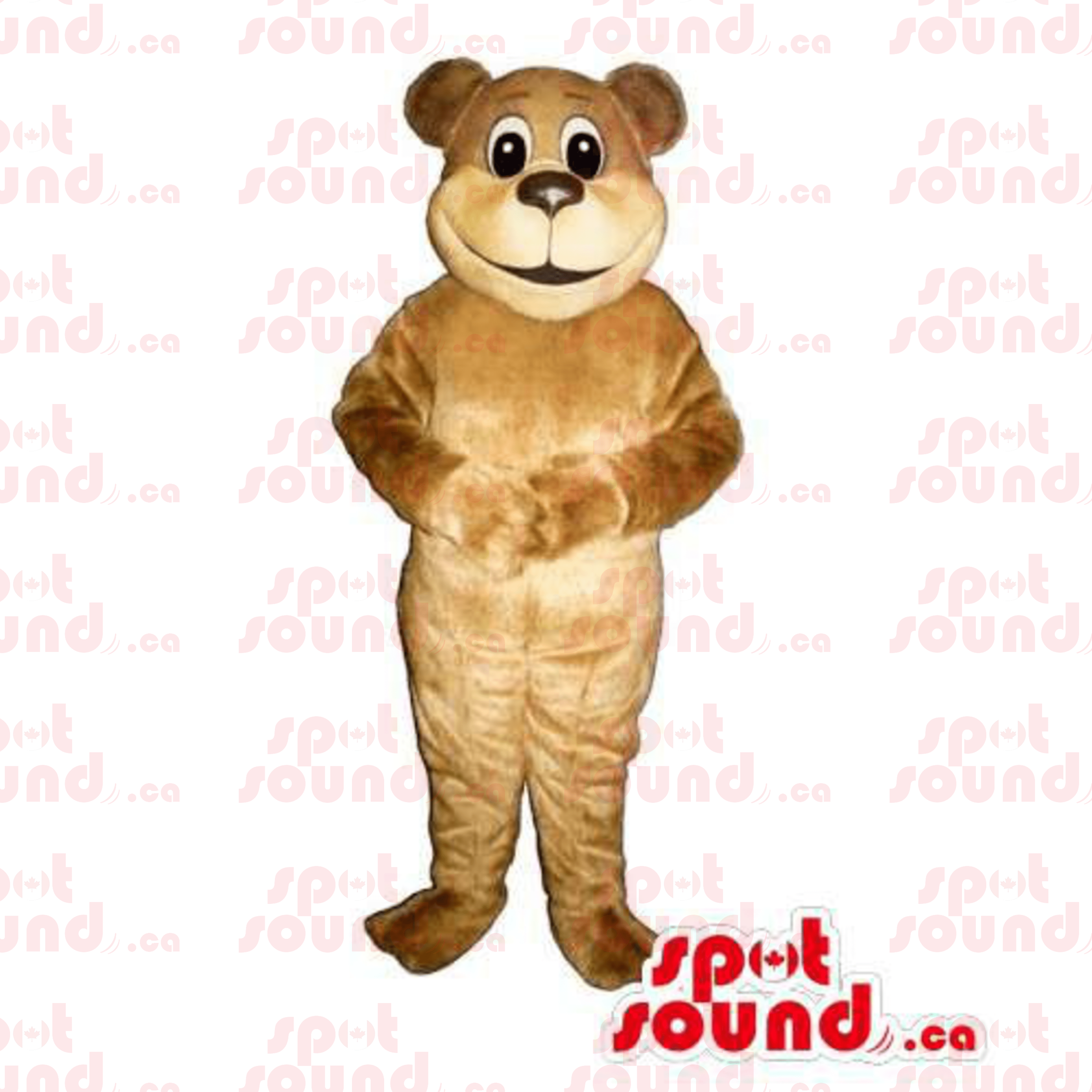 Customised Light Brown Teddy Bear SPOTSOUND Mascot With Round Face ...