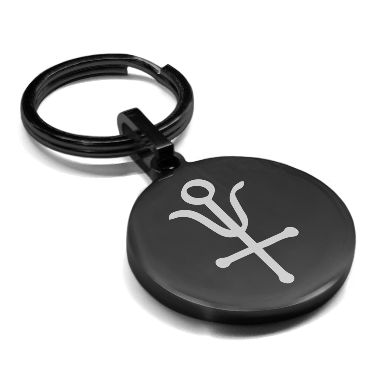 Stainless Steel Antimony Alchemy Symbol Round Medallion Keychain Circle ...