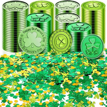 250 Pieces St. Patrick's Day Shamrock Coins 3-Leaf and 4-Leaf Lucky ...