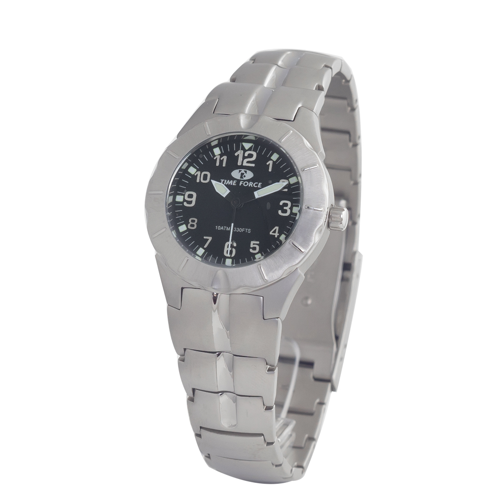 WATCH TIME FORCE STAINLESS STEEL BLACK SILVER WOMEN TF1992L 05M ...