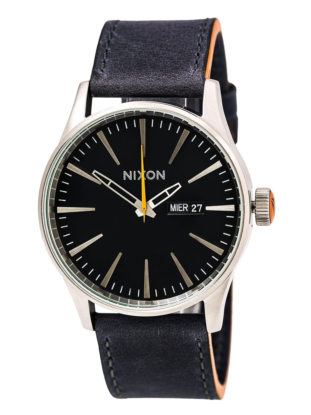 Nixon Men's A105863 Sentry Leather Blue Dial Blue and Orange Strap ...