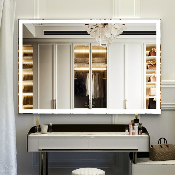 ANYHI Large Mirror LED Anti-Fog Wall Mounted Lighted Vanity Mirror, LED ...