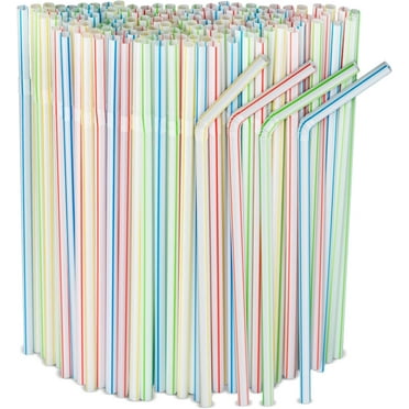 200Pcs Plastic Straws Disposable - Straws Drinking Plastic -Bendy ...