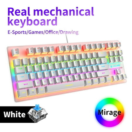 Jinveno K2 87 Keys Mechanical Gaming Keyboards Blue Switch USB Wired ...
