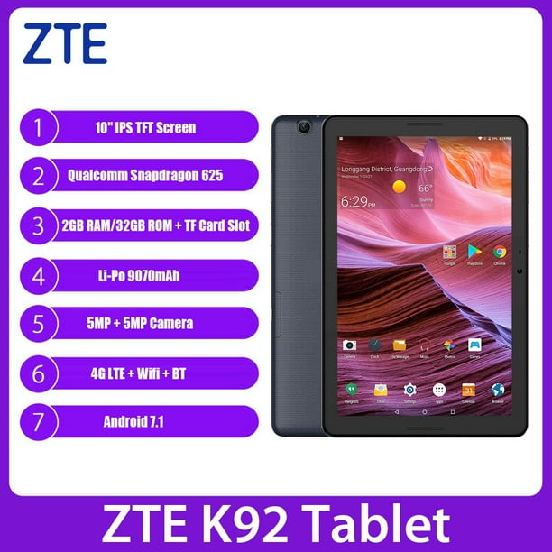 Tablet ZTE K92 10'' (32GB/WiFi/Celular/GPS) Pantalla Full HD Snapdragon ...