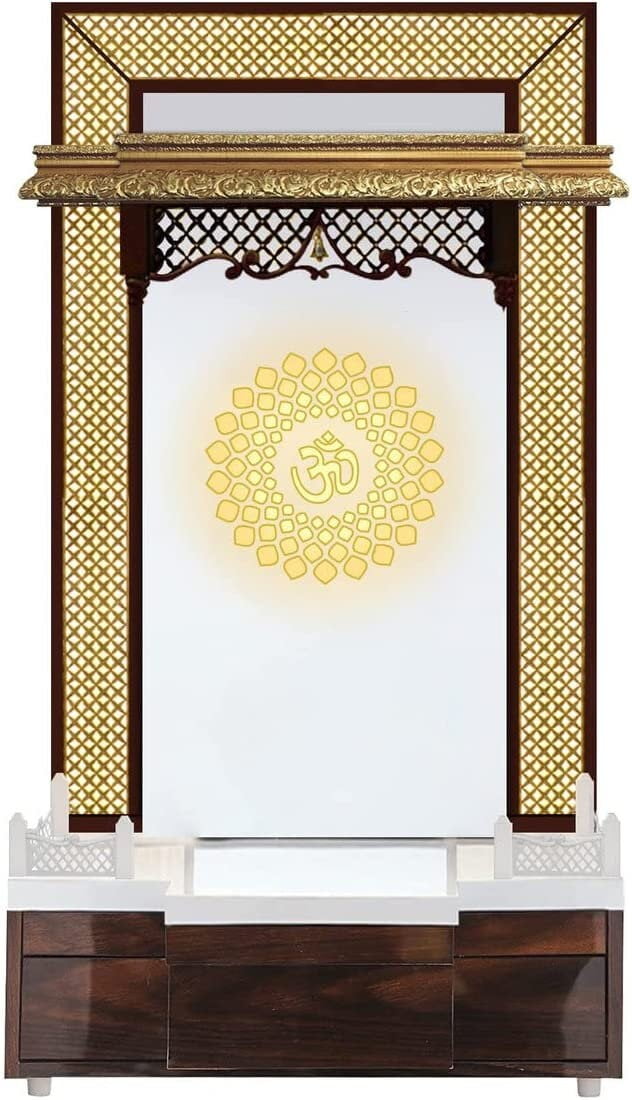 Handmade Wooden White Temple with LED Light for Home and Office|Pooja ...