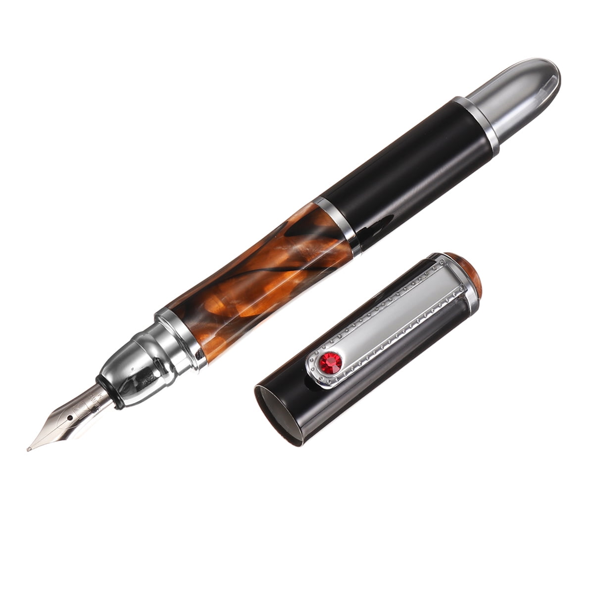 FuliWen Black And Amber Color Fountain Pen Medium Nib Bobby Pen Rotate ...