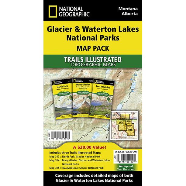 Glacier and waterton lakes national parks [map pack bundle ...