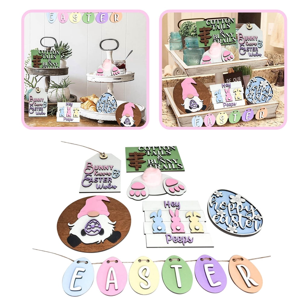 Easter Tiered Tray Decor Easter Decor Farmhous Mini Wood Decor Bunny ...