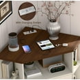 Corner Organizer Shelf with USB and Outlets, Wooden Multi-Tier Storage ...