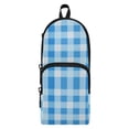 ALAZA Blue Geometric Checkered Grid Pattern Pencil Case Pen Pouch ...