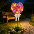 Faux Boxwood Heart-Shaped with Bow Topiary, Pink With LED Light, 32 ...