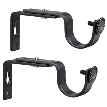 Urbanest Adjustable Rod Bracket, up to 1 1/8" Rod, Brushed Steel, Set ...