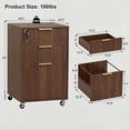 3 Drawers Fluted Mobile File Cabinet with Lock, Rolling File Cabinet ...