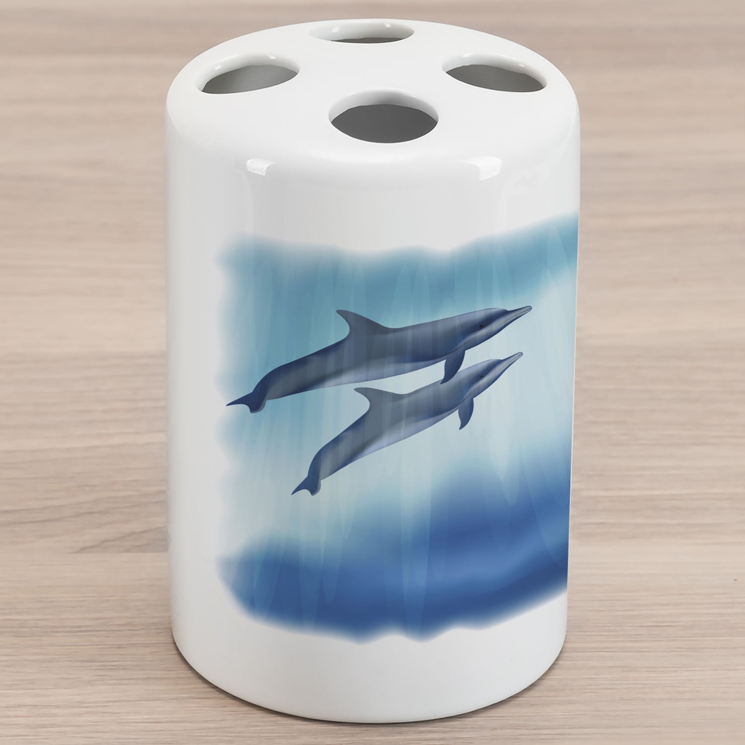 Dolphin Ceramic Toothbrush Holder, Underwater Scene with 2 Ocean ...