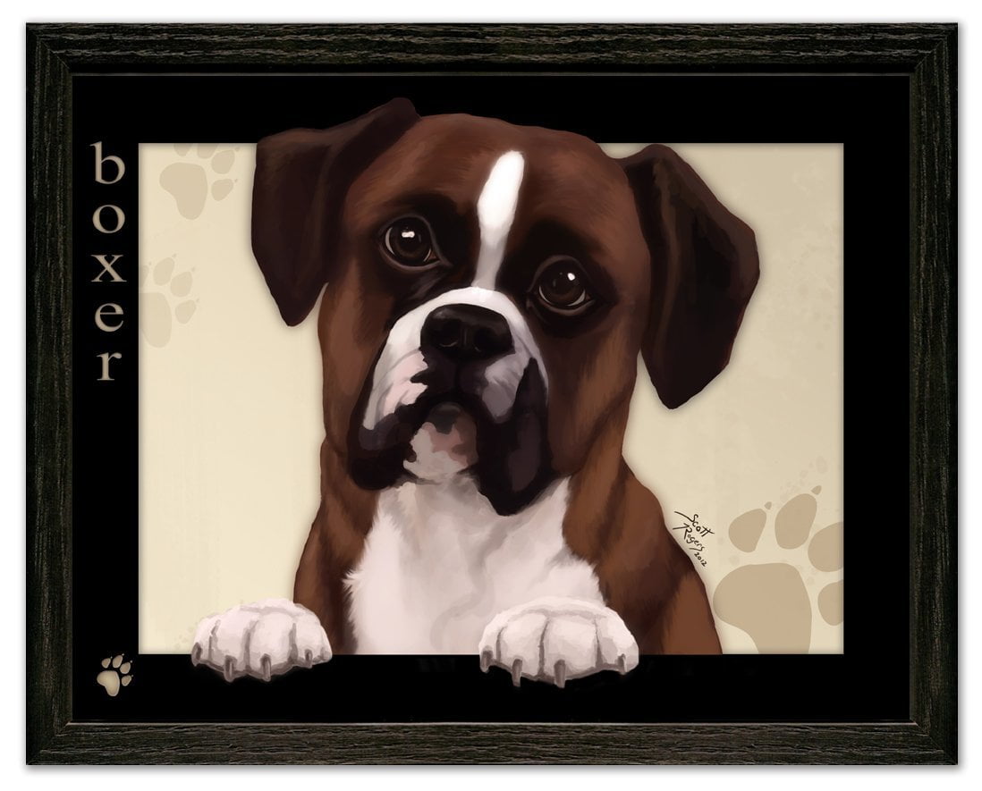 Boxer Dog by Scott Rogers “Paws on the Picture Frame” 13x10 Framed Art ...