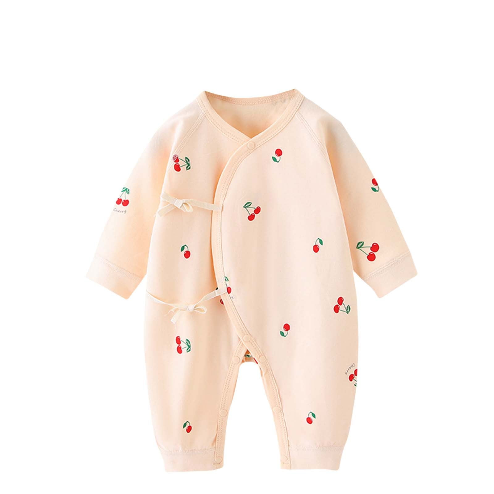 Abatab Newborn Baby Unisex Rompers Clothes Long Sleeve Cute Print Comfy Jumpsuit Infant Girl Boy Button Up Outfits