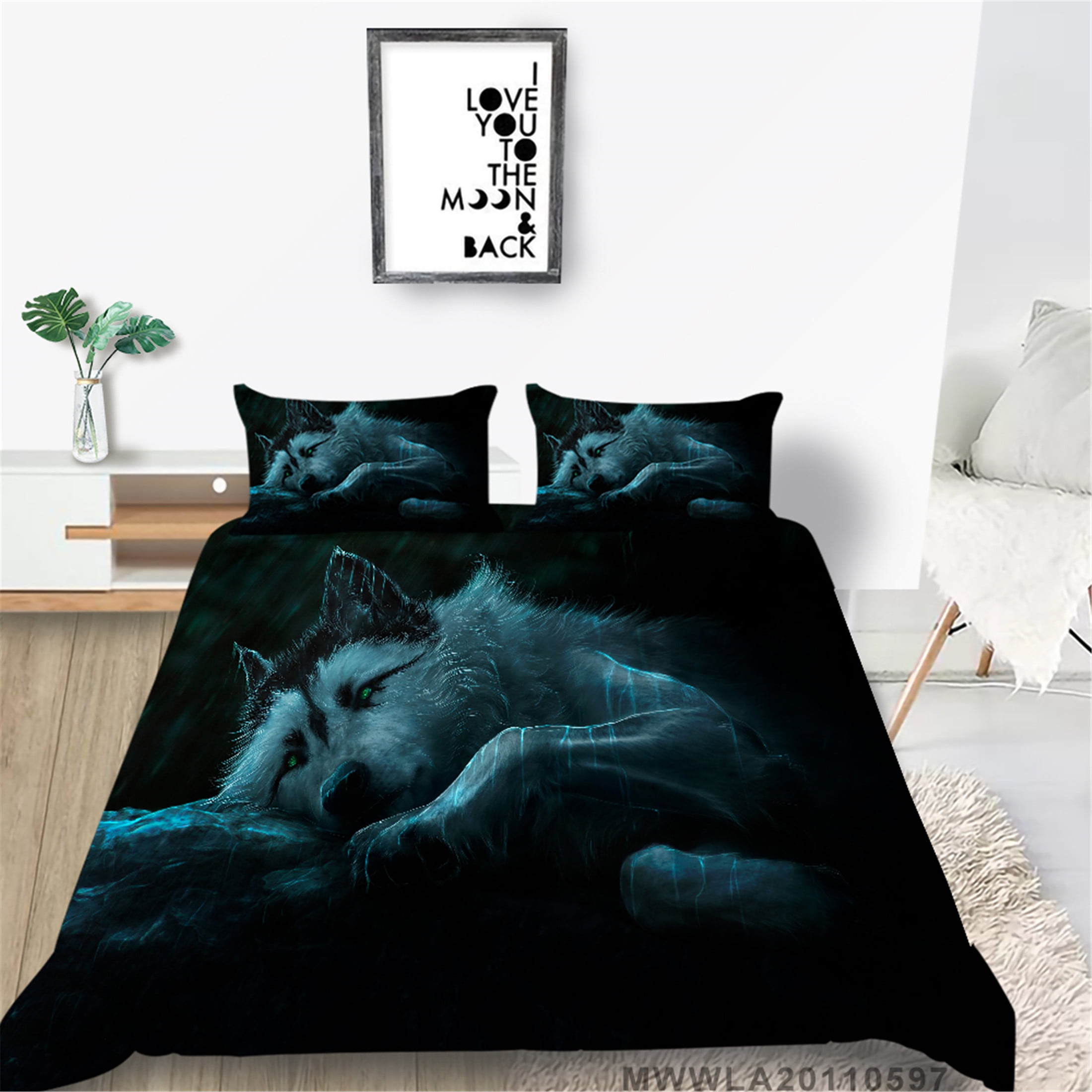 Home Bed Set Luxury Bedding Cover Set Wolf Printed Quilt Cover Set ...